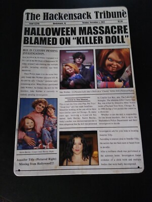 Metal Sign the Hackensack Tribune Halloween Massacre Blamed On Killer ...