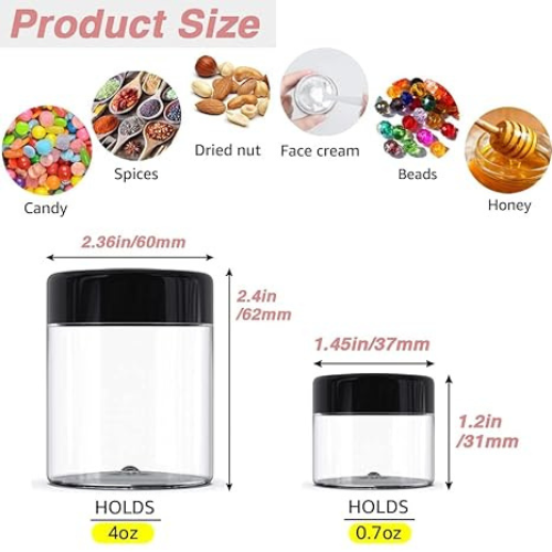 12 Pack 20g/20ml+12 Pack 4 oz Small Plastic Containers with Lids ...