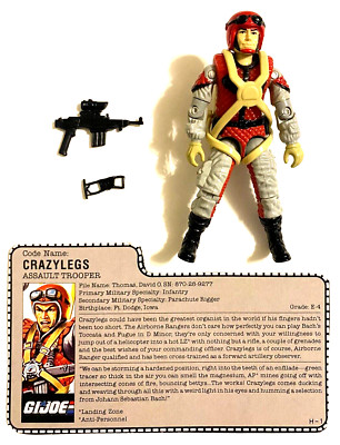 VINTAGE 1980'S G.I. JOE CRAZYLEGS 100% COMPLETE WITH FILE CARD ...