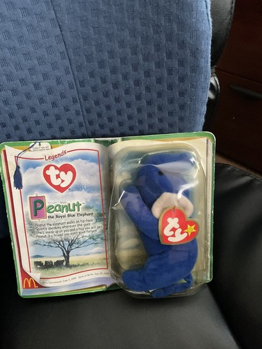 TY PEANUT The Royal Blue Elephant 1995 Mc Donalds Beanie Baby RARE ...