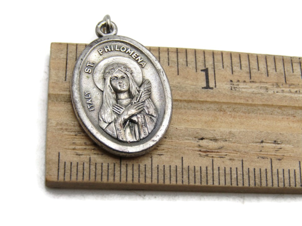 St. Philomena Pray For Us Necklace Charm Silver Tone | eBay