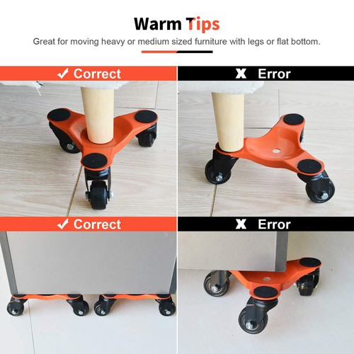 3Wheel Dolly 4 Pack Lifter 6-Inch Steel Tri-Dolly Pool Table Moving ...