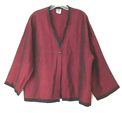 CAROL TURNER COLLECTION BURGUNDY LINEN BLEND JACKET, XL | eBay
