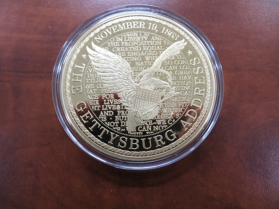 Colorized Gettysburg address coin Token HUGE round medal American mint ...