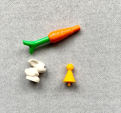 LOT OF 3 LEGO PIECES 18852 BUNNY RABBIT MINI ANIMAL FIGURE CARROT ...