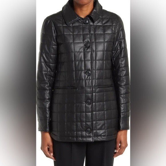 Sam Edelman Black Faux Leather Quilted Jacket NWT SIZE MEDIUM | eBay