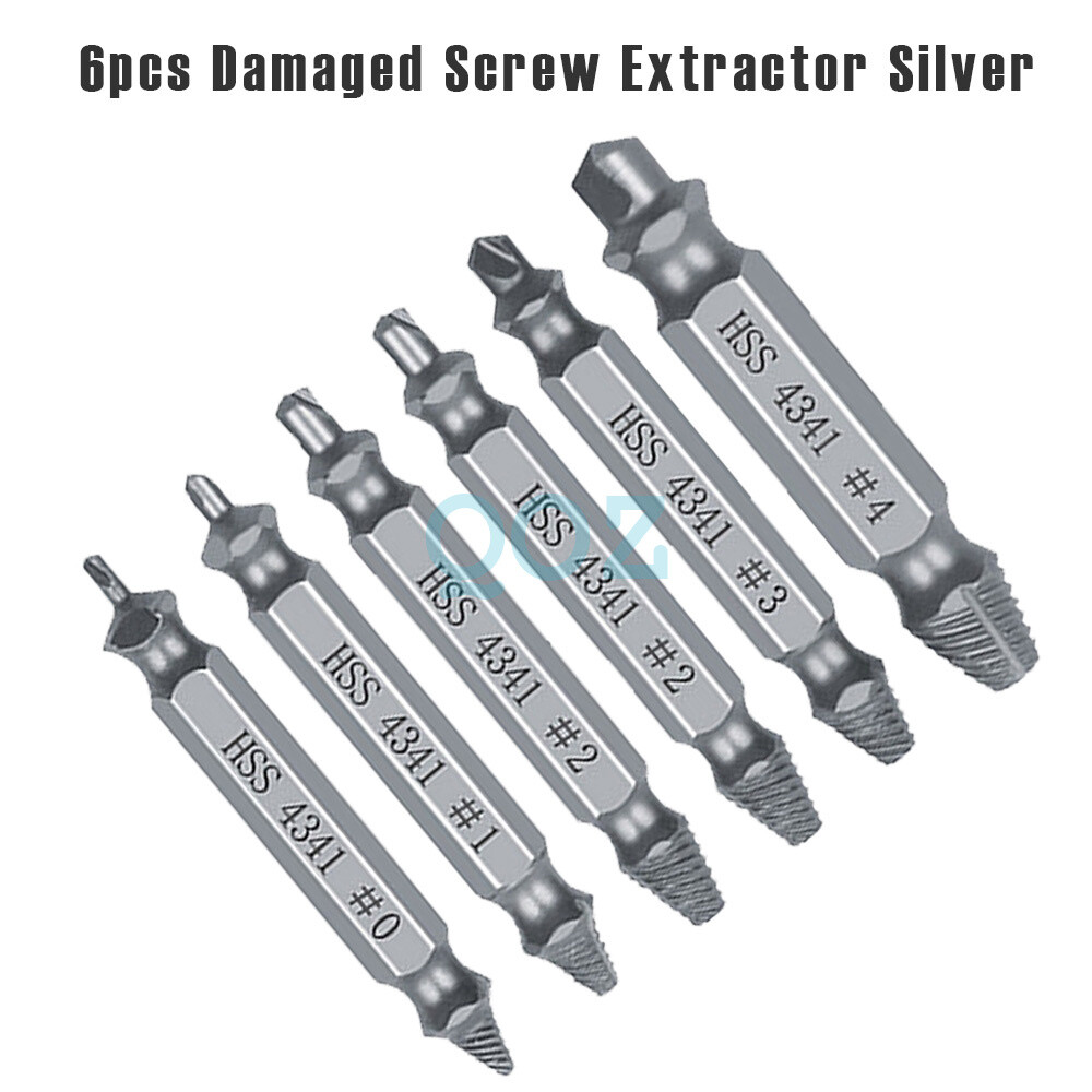 6PCS Damaged Screw Extractor Set Easy Out Broken Drill Bit Remover Kit ...