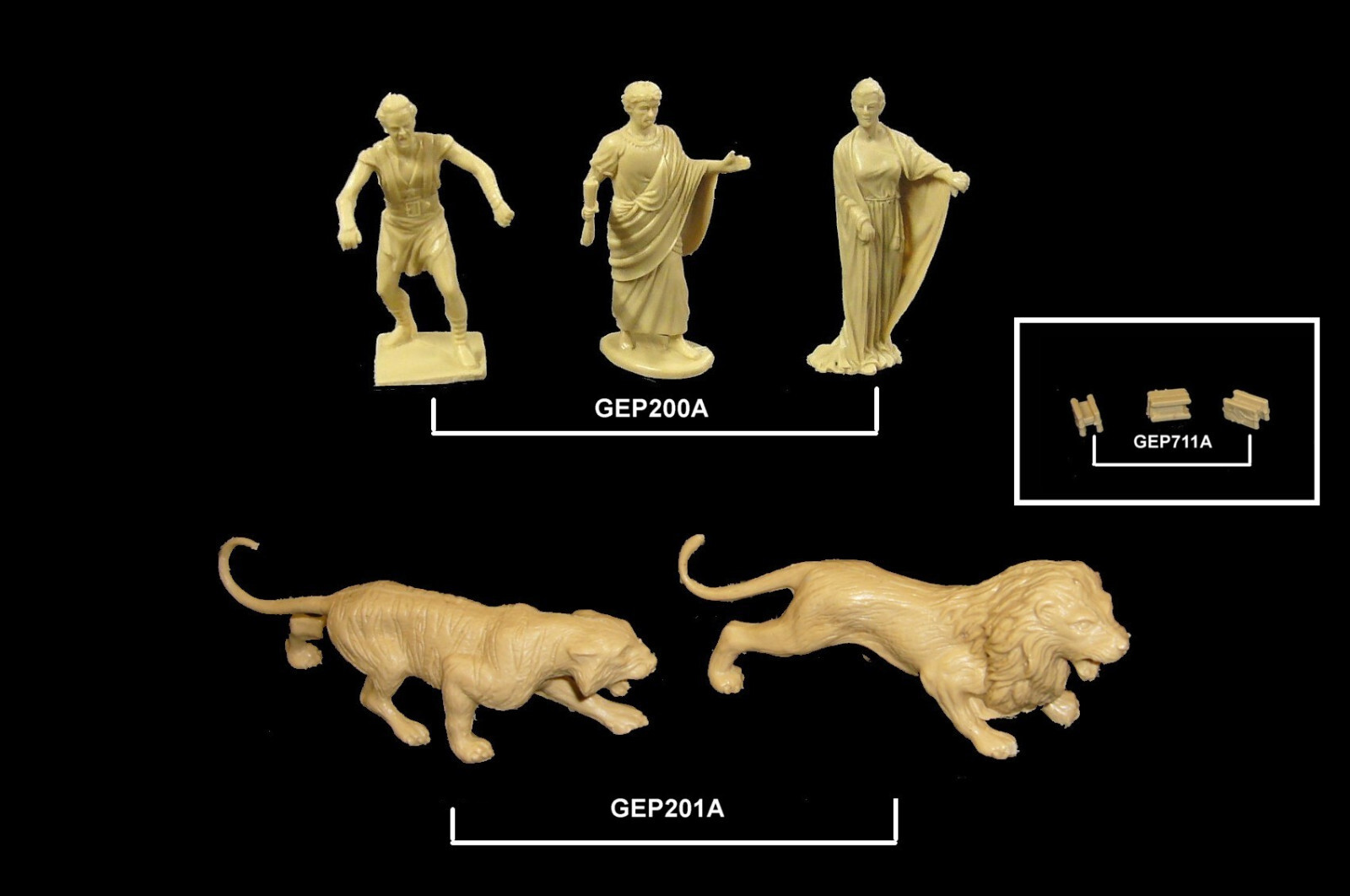 MARX Ben Hur Emperor Empress Lion Tiger colosseum clips 54mm plastic ...