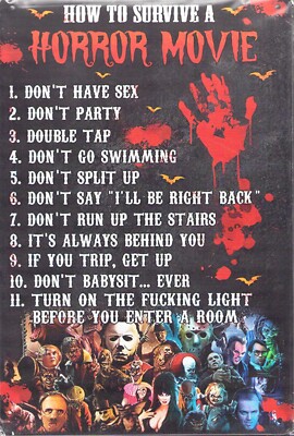 How to Survive a Horror - 11 Rules Tin Metal Sign | eBay