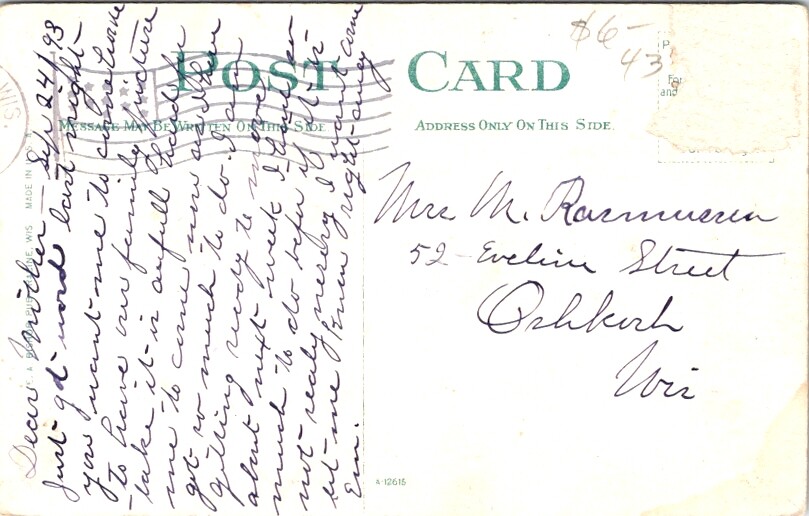 Postcard Iron Bridge & Boy Fishing off Dam Menasha Wisconsin WI c.1907 ...