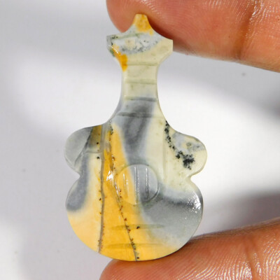 35.85Cts. Natural MALIGANO Jasper Guitar Hand Carved Guitar Cabochon ...