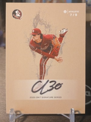 CAM LEITER 2025 ONIT Florida State Baseball On Card AUTO NINER WATER ...
