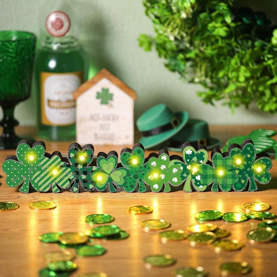 St. Patrick's Day Shamrock Decor,Table Centerpieces Wooden Shamrock ...