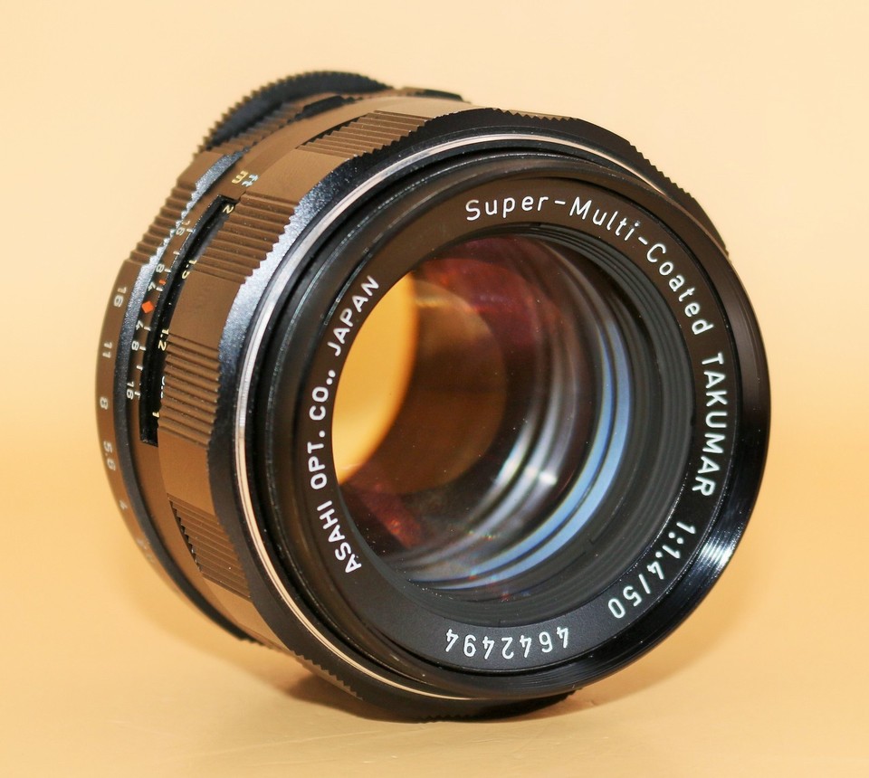 Asahi Pentax Super-Multi-Coated TAKUMAR 50mm f/1.4 M42 Lens w/ Caps ...