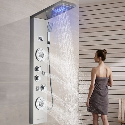 Stainless steel Rain Waterfall Shower Panel Tower system Massage Shower ...