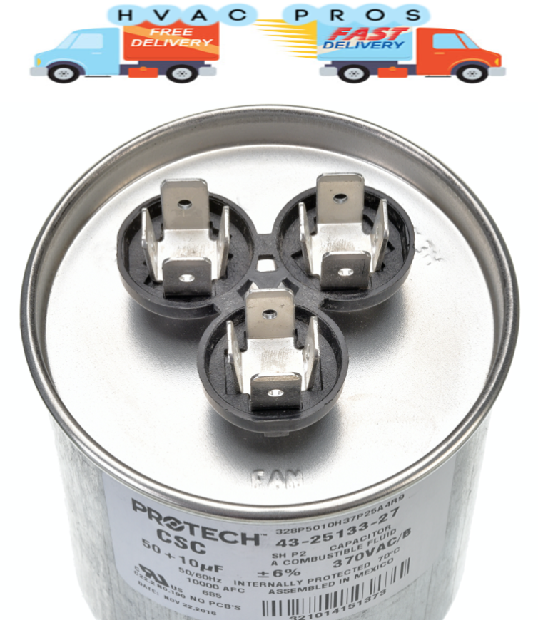 Rheem Ruud Protech Capacitor 50+10 uf 370 43-25133-27 | eBay