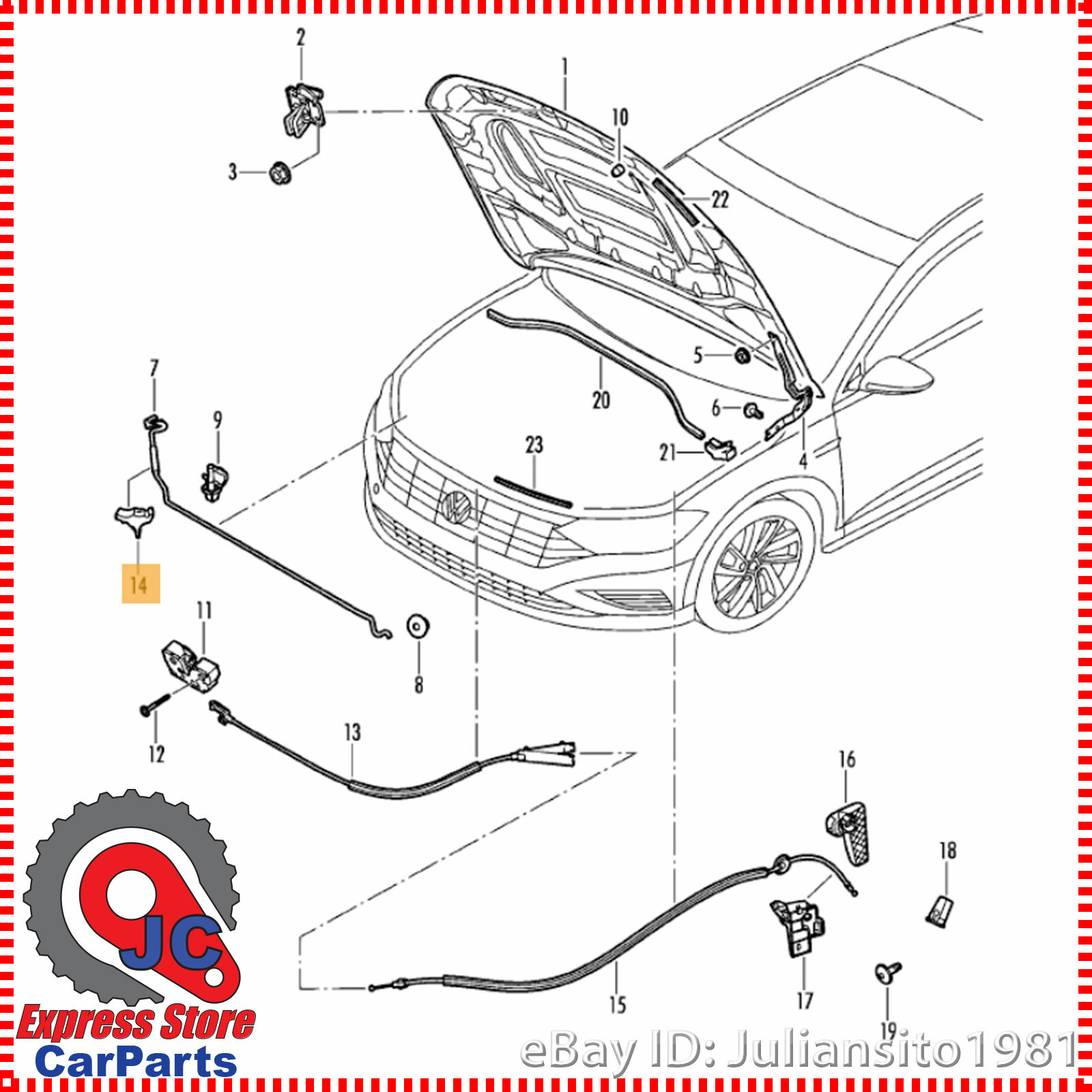 VOLKSWAGEN+OEM+2019+Jetta+Hood+Hood+Components-Support+Rod+Guide+ ...