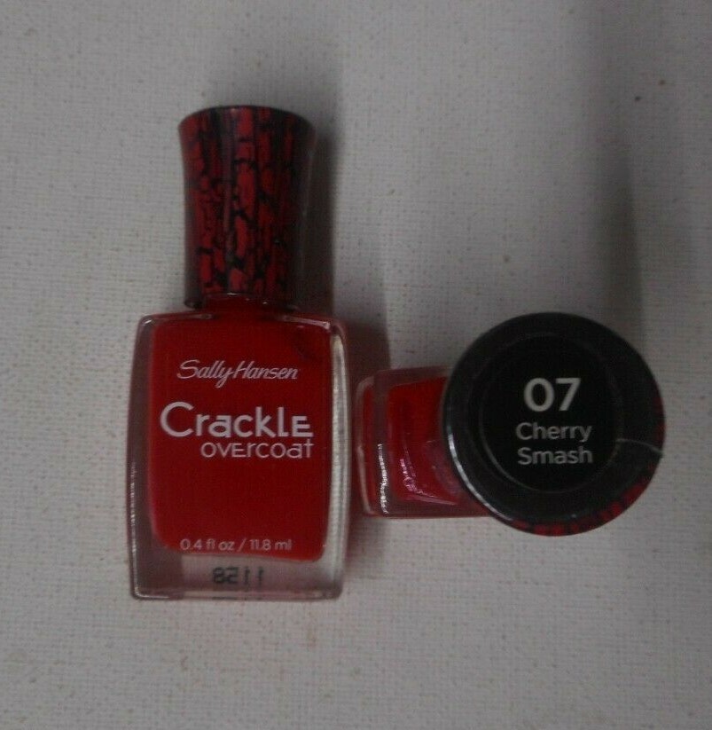 2 bottle lot SALLY HANSEN CRACKLE OVERCOAT NAIL POLISH 07 CHERRY SMASH ...