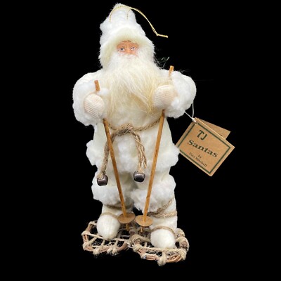 TJ Santas by Tina Mitchell 8" Santa Fuzzy White Rustic Snowshoe ...