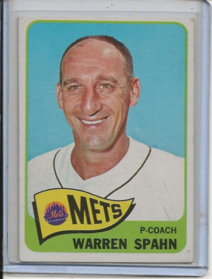 1965 Topps Baseball Card Warren Spahn H/O/F Pitcher New York Mets EX ...