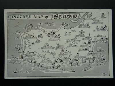 Wales The Gower PICTURE MAP OF GOWER - Old Postcard | eBay