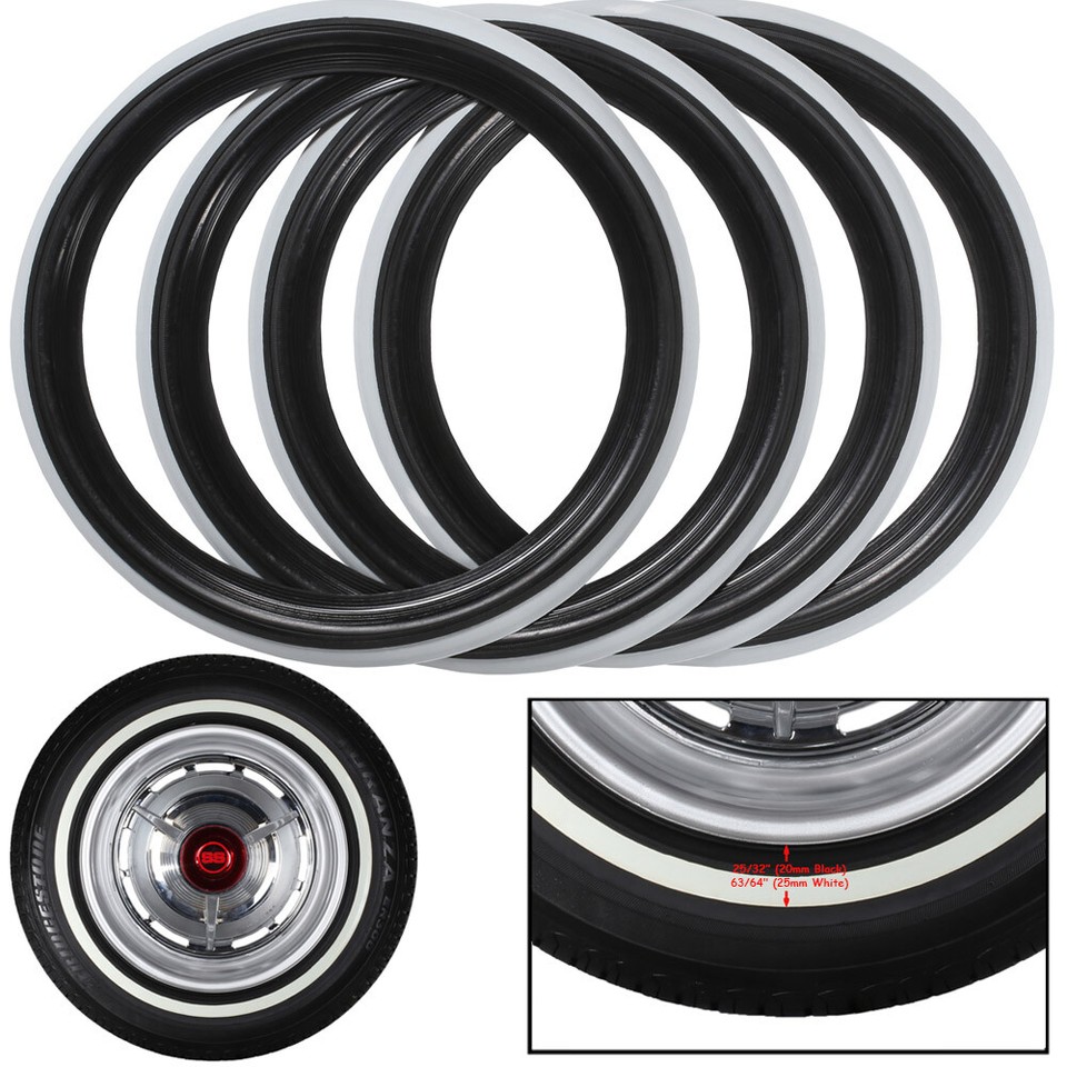 Portawalls 16 inch rim Black and whitewall Car Tire insert Trim set 4 ...