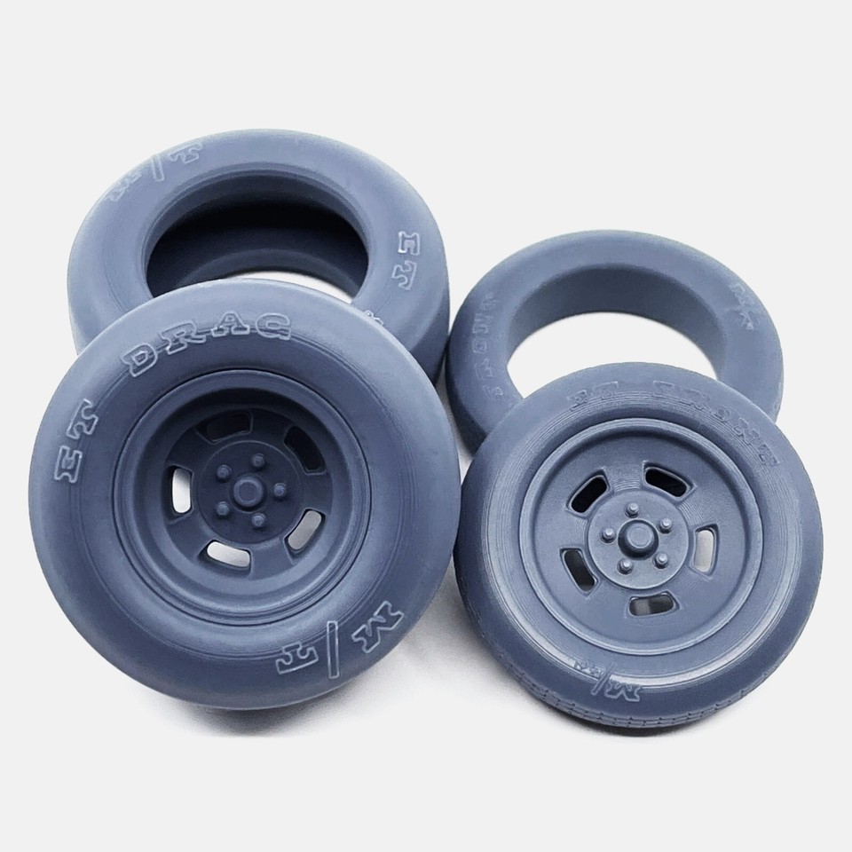 1/24 Resin 15x4.5 & 15x10 Halibrand Sprint Wheels, M/T Tires, and Brake ...