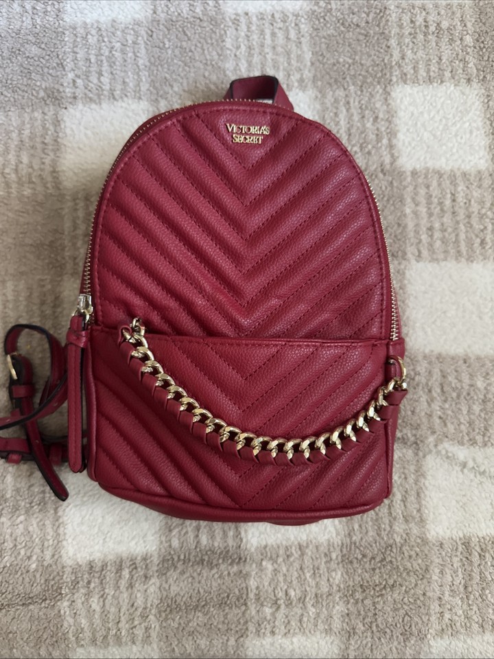Victoria Secret Red Leather Mini Backpack (pre Owned, Good Condition ...