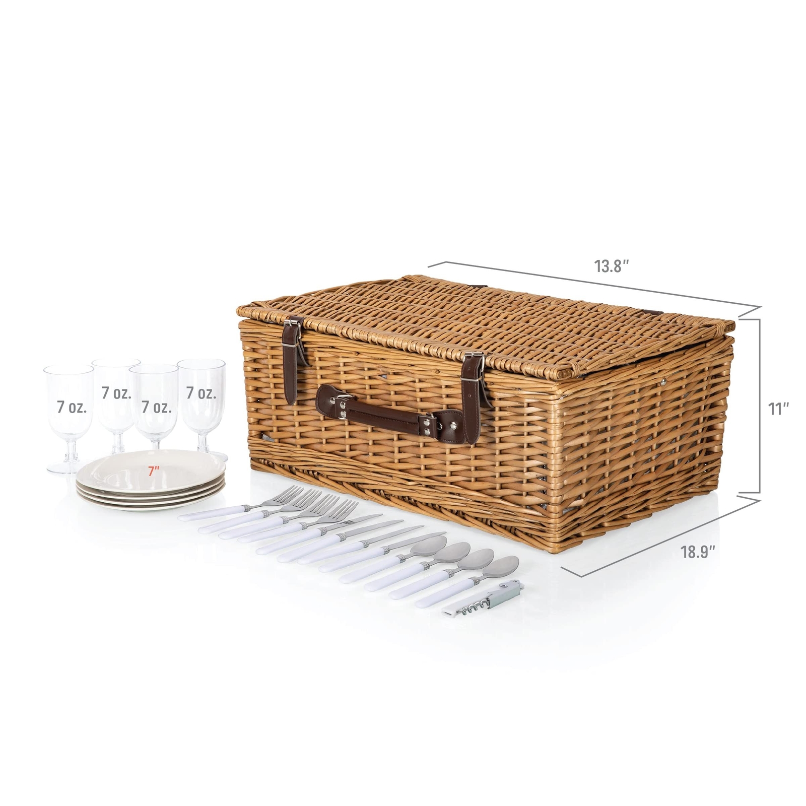 PICNIC TIME Belmont Picnic Basket for 4 - Wicker Picnic Baskets - 4 ...