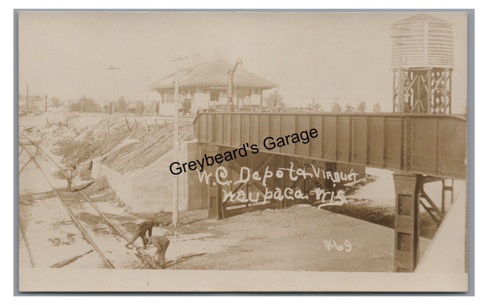 RPPC WC WISCONSIN CENTRAL RAILROAD Station Depot WAUPACA WI Real Photo ...