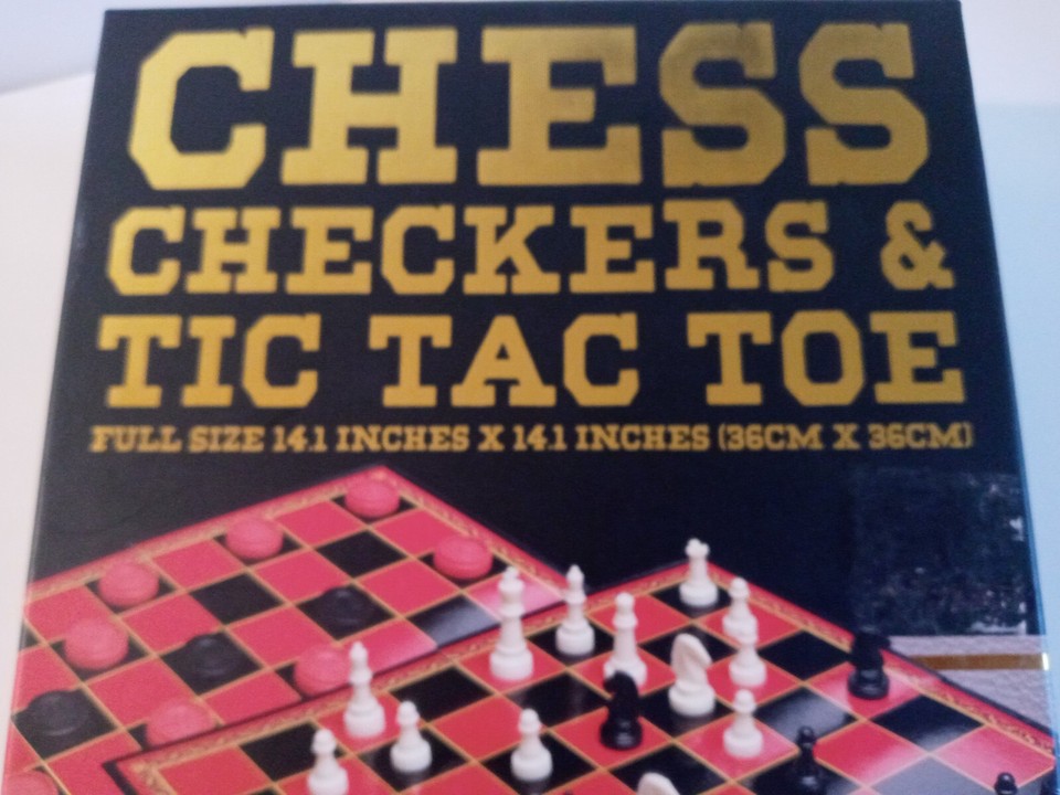 Cardinal Chess Checkers Tic Tac Toe 3 Game Set Full Size New Sealed Box ...