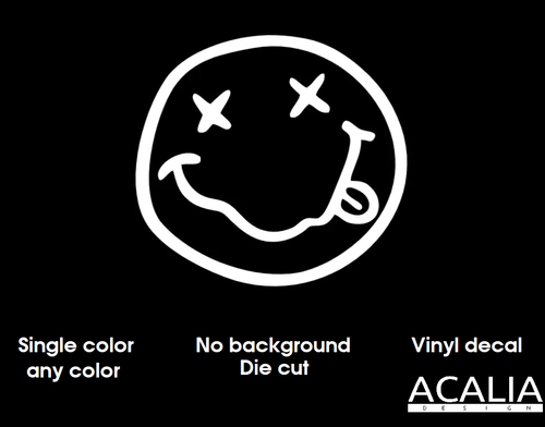 Nirvana Smiley Face Sticker Vinyl Decal - Mgk Kurt Cobain Music Car ...