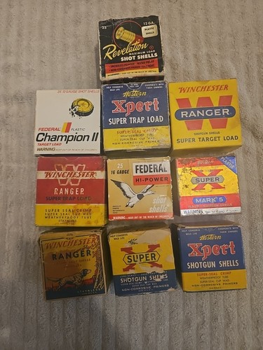Lot Of 10 Vintage Shot Shell Boxes Winchester Western Federal 12ga 16ga ...