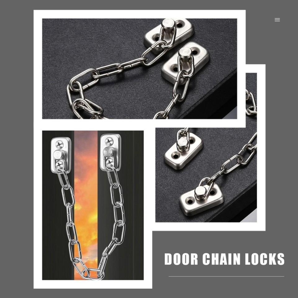 2 Pcs Stainless Steel Anti-theft Door Chain Lock Guard Locks Window ...