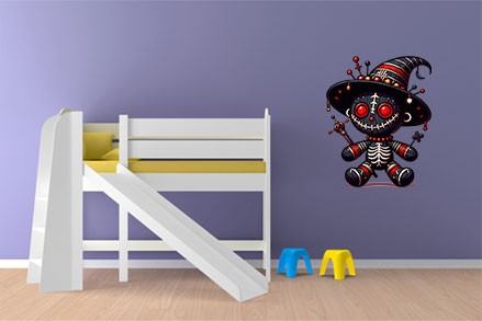 Halloween Gothic Voodoo Doll Wall Art Bedroom Laptop Vinyl Sticker ...
