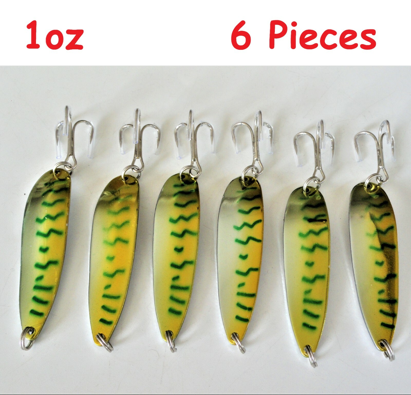 6 pcs casting 1oz crocodile spoons fishing lures Green Mackerel Colors ...