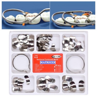 Dental Sectional Contoured Metal Matrices 35 μm + 2Pcs Matrix Ring Kit ...