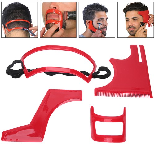 4Pcs Men Mustache Shaper Styling Template Goatee Beard Guide Stencil ...