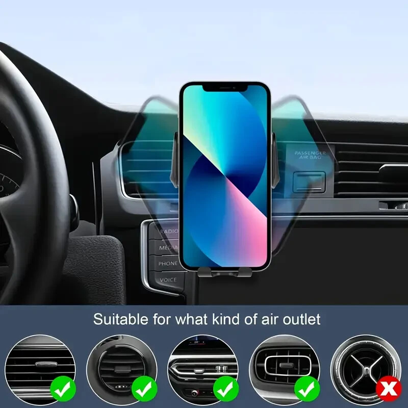 Wireless Car Charger Mount Holder Stand for Phone Auto Clamping Fast ...