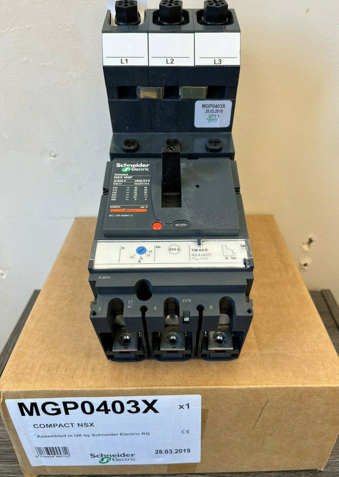 SCHNEIDER MGP0403X 40AMP 3 POLE PANELBOARD MCCB COMPACT NSX100F MERLIN ...