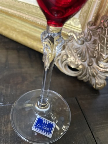 NEW LE STELLE GORGEOUS RUBY RED CHAMPAGNE FLUTE DIAMOND CUT GLASS ...