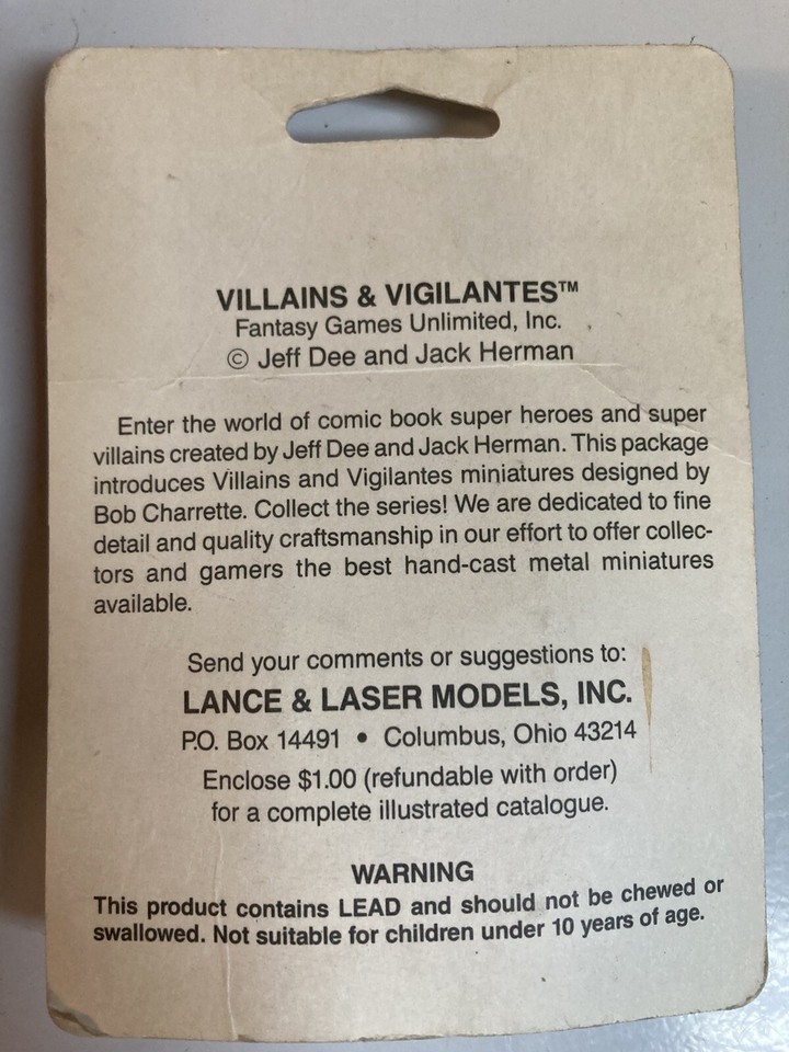 Lance & Laser Villains and Vigilantes Pewter Miniature V & V 20 ...