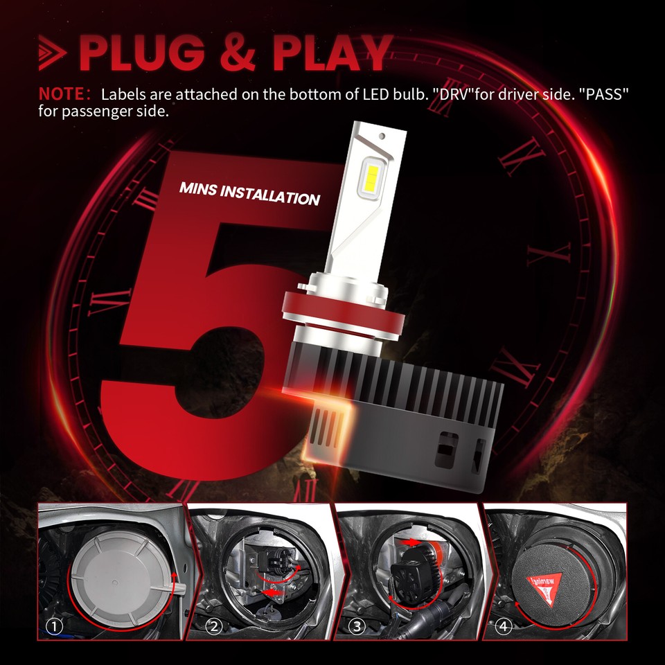 Lasfit H11 LED Headlight Bulbs Custom for Toyota 4Runner 2014-2020 ...