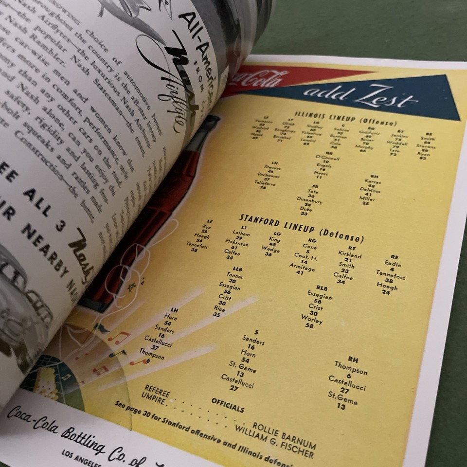 Illinois Vs Stanford Rose Bowl 1952 Football Program Collectible | eBay