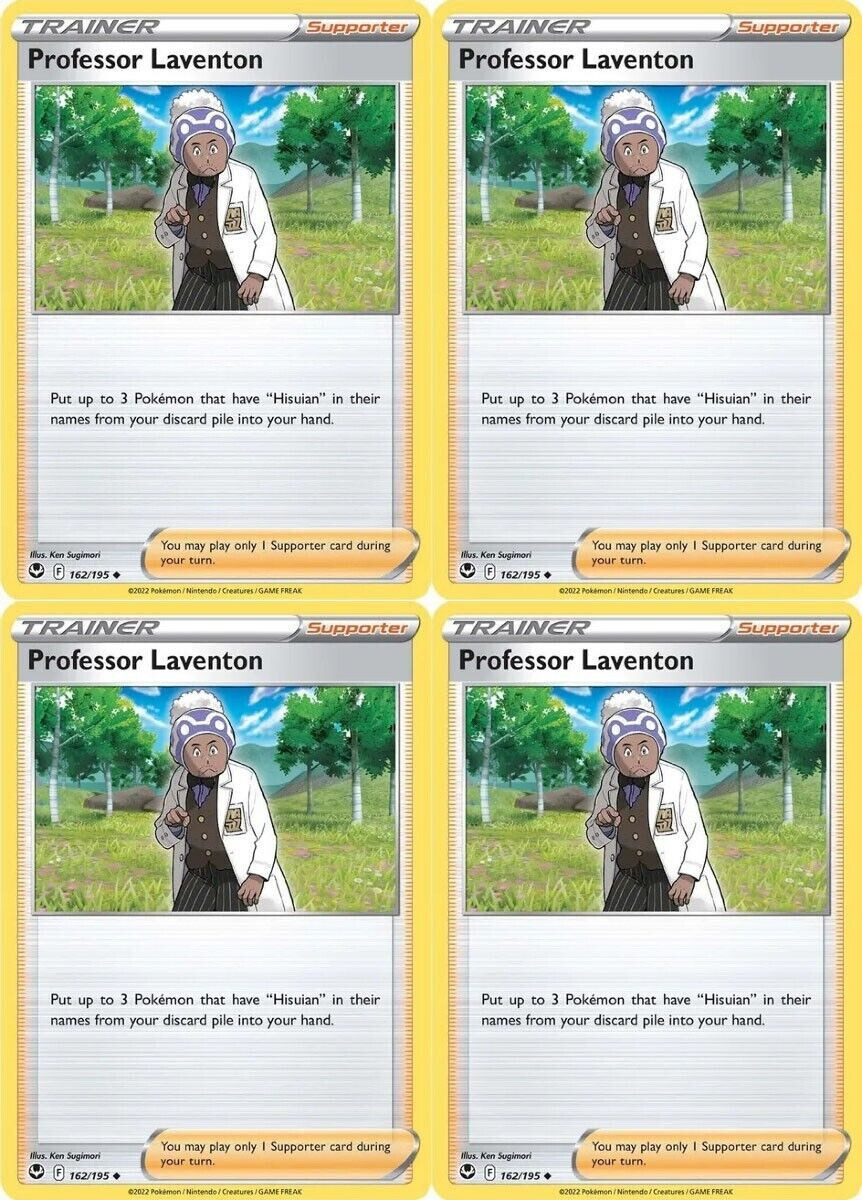 Pokemon TCG - 4x Professor Laventon 162/195 Playset Silver Tempest - NM ...