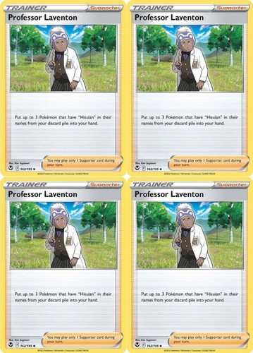 Pokemon TCG - 4x Professor Laventon 162/195 Playset Silver Tempest - NM ...