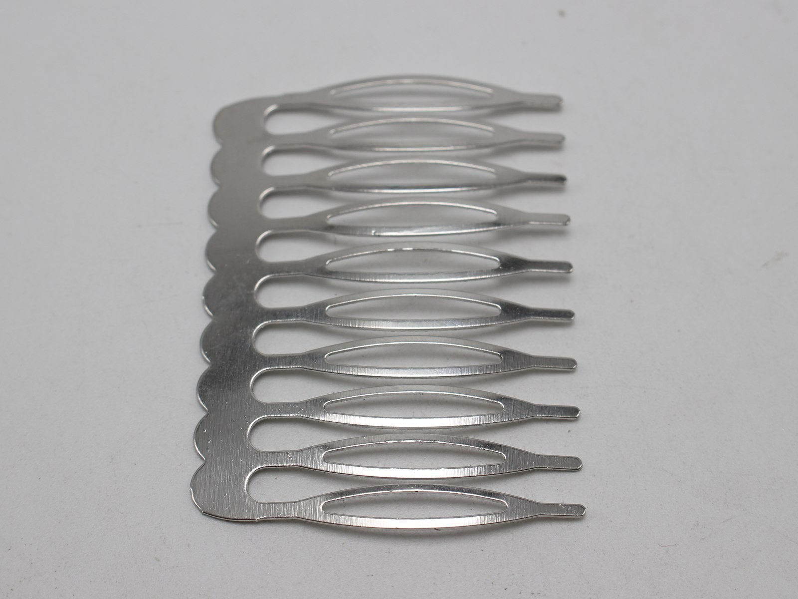 10 Silver Tone Blank Metal Hair Comb 52mm with 10 Teeth For Bridal Hair ...