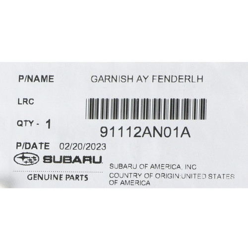 OEM NEW 20-22 Subaru Outback Fender Wheel Opening Molding Driver Side ...