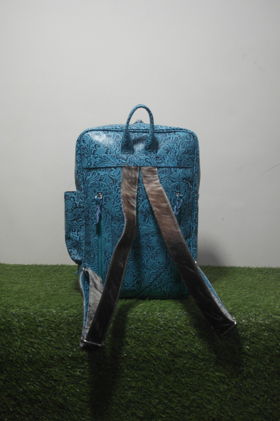 Elegant Floral Leather Tassel Backpack - Stylish Hair on Hide Backpack ...