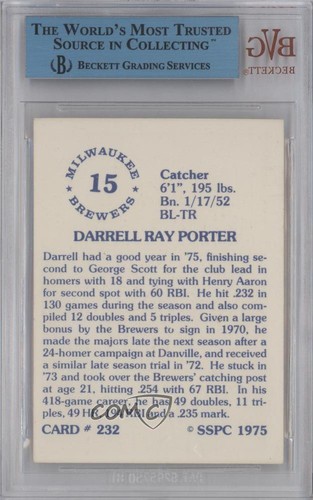 JSA Certified 1976 SSPC Darrell Porter #232 Encased by BVG Auto | eBay